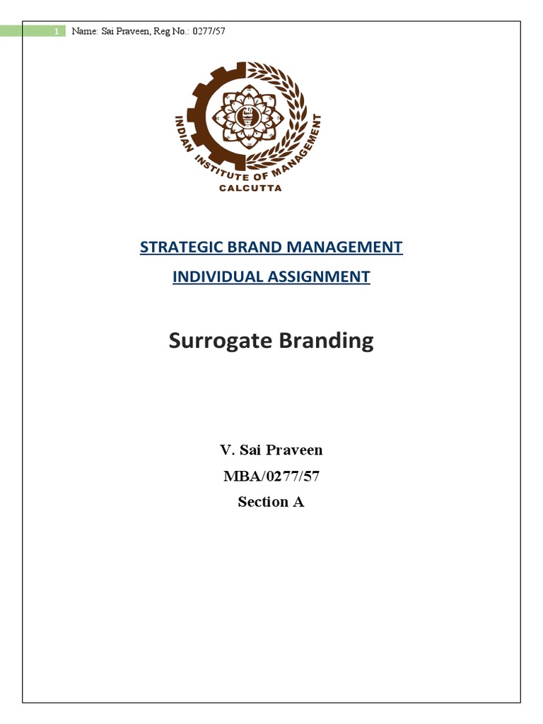 Surrogate Branding: Strategic Brand Management Individual Assignment ...