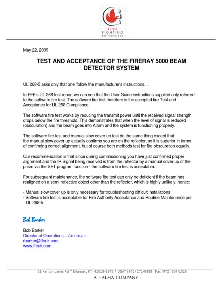 Test and Acceptance of The Fireray 5000 Beam Detector System | PDF ...