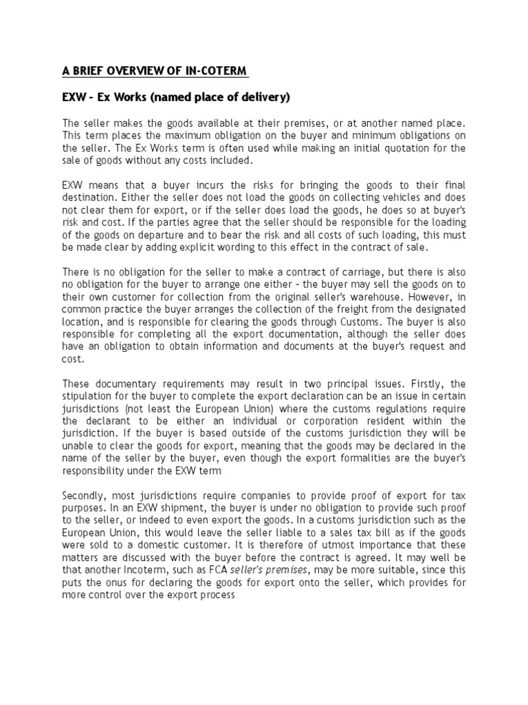 A Brief Overview of In-Coterm | Download Free PDF | Trade | Supply ...