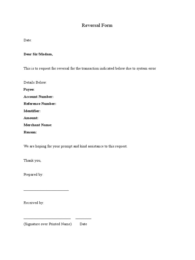 Reversal Form 1 | PDF