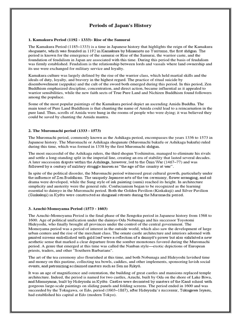 Periods of Japan's History: 1. Kamakura Period (1192 - 1333) - Rise of ...