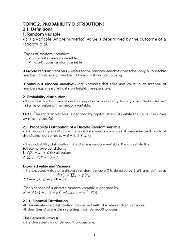 Probability Distributions | PDF | Probability Distribution | Random Variable