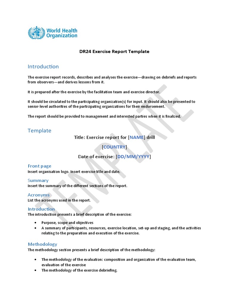 DR24 Exercise Report Template Guide | PDF | Evaluation | Cognition