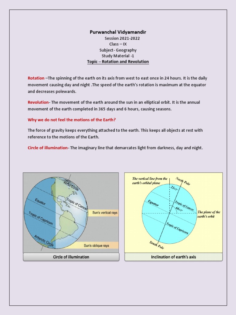 CHP 01 - Rotation and Revolution | PDF | Apsis | Equator