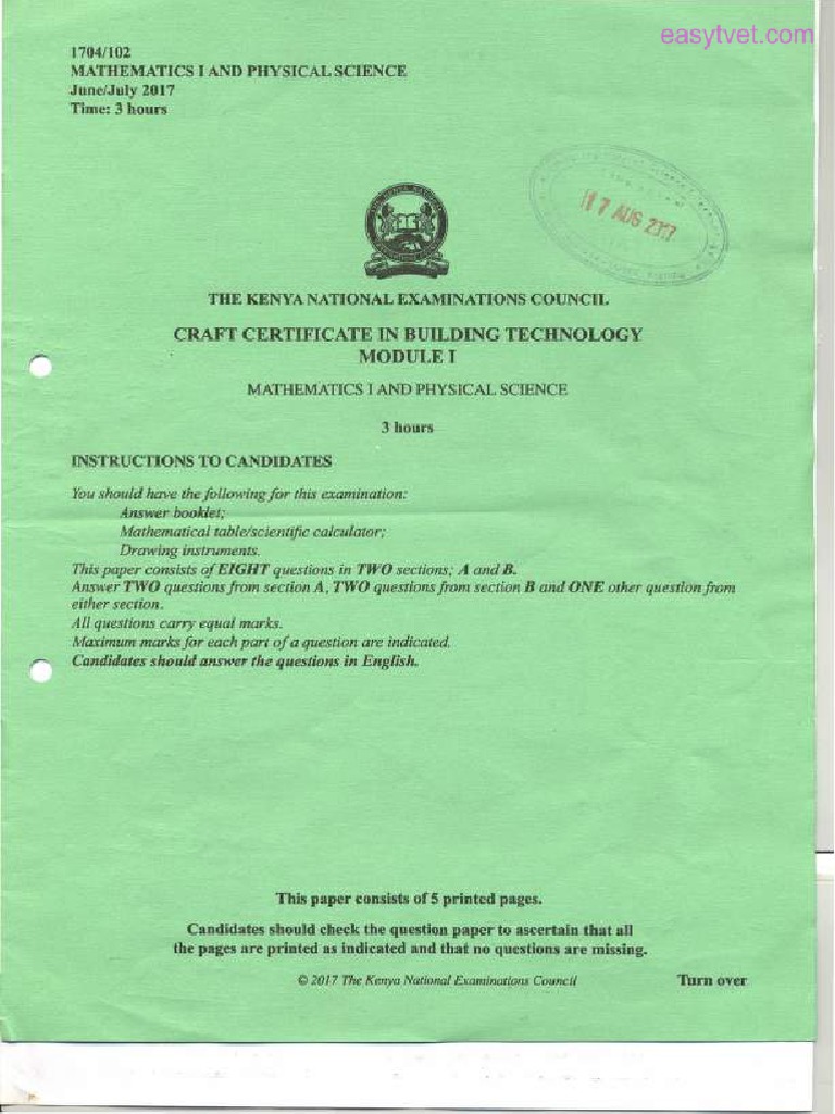 Craft Certificate in Building Technology: © 2017 The Kenya National ...