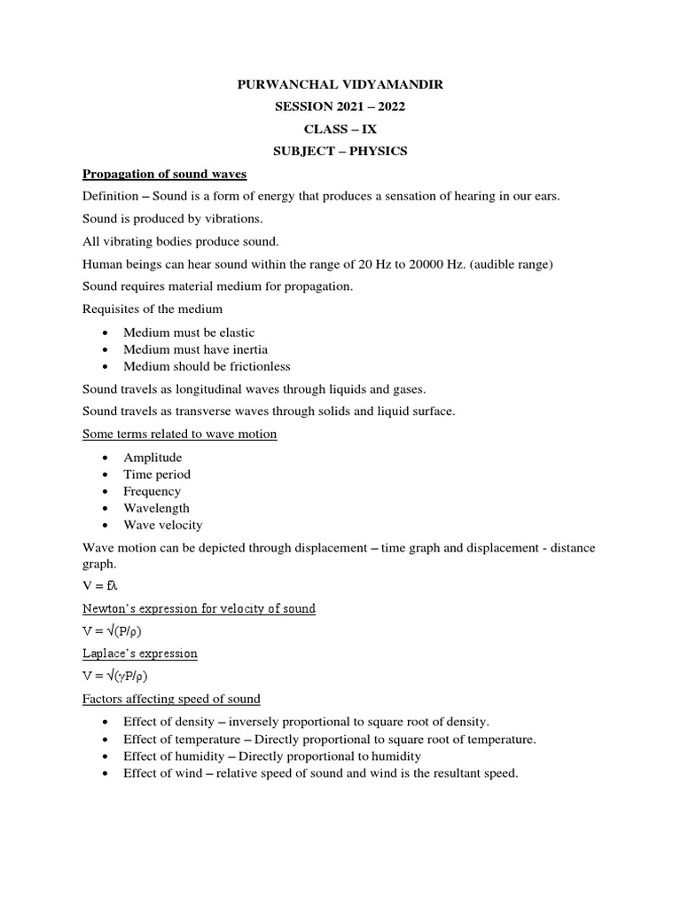 CHP 06 - Propagation of Sound Waves | PDF | Sound | Waves