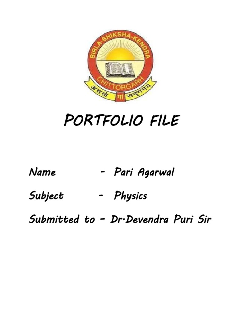 Portfolio Front Page | PDF
