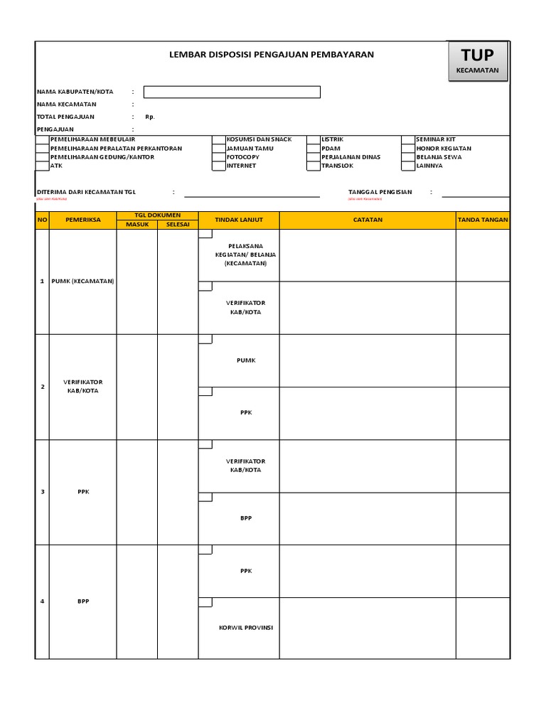 Form Verifikasi SPJ TUP KEC | PDF