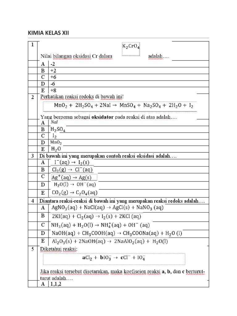 XII - UHB 1 Kimia | PDF