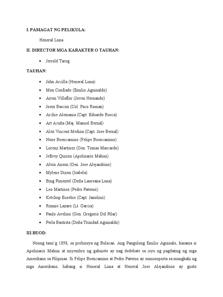 Buod Heneral Luna Movie | PDF