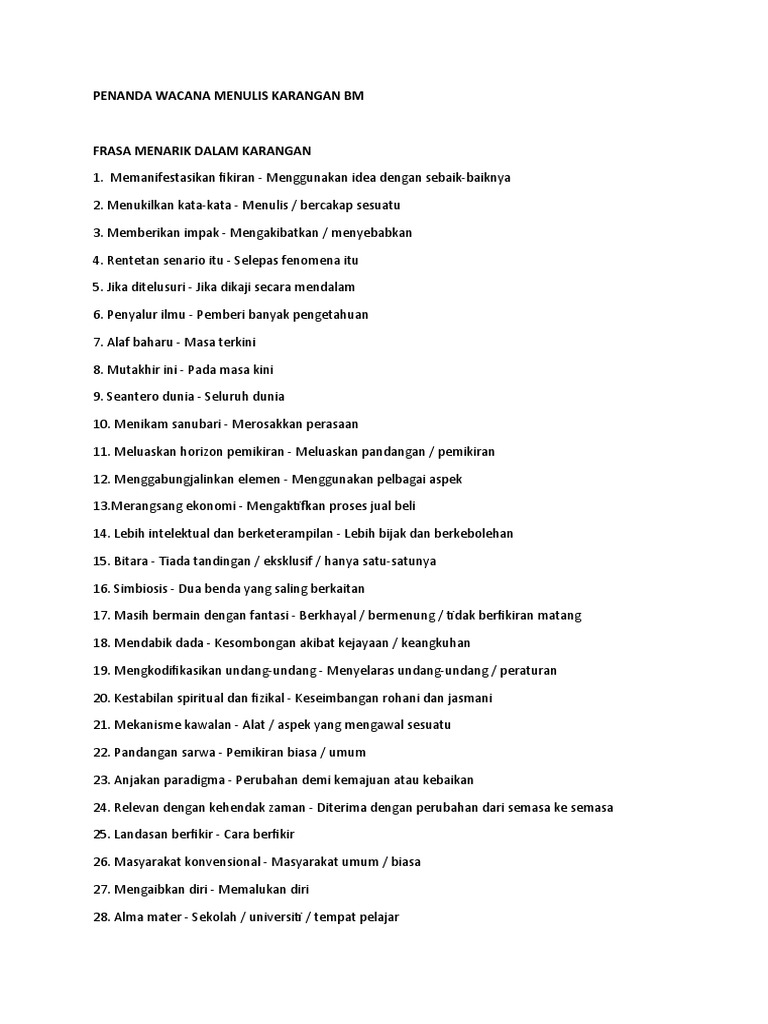 Penanda Wacana Menulis Karangan BM | PDF