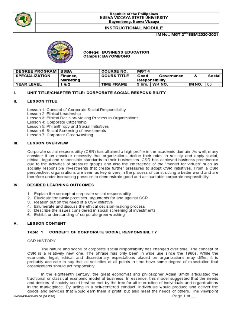 Module Chapter 5 CSR 2021 | PDF | Corporate Social Responsibility ...