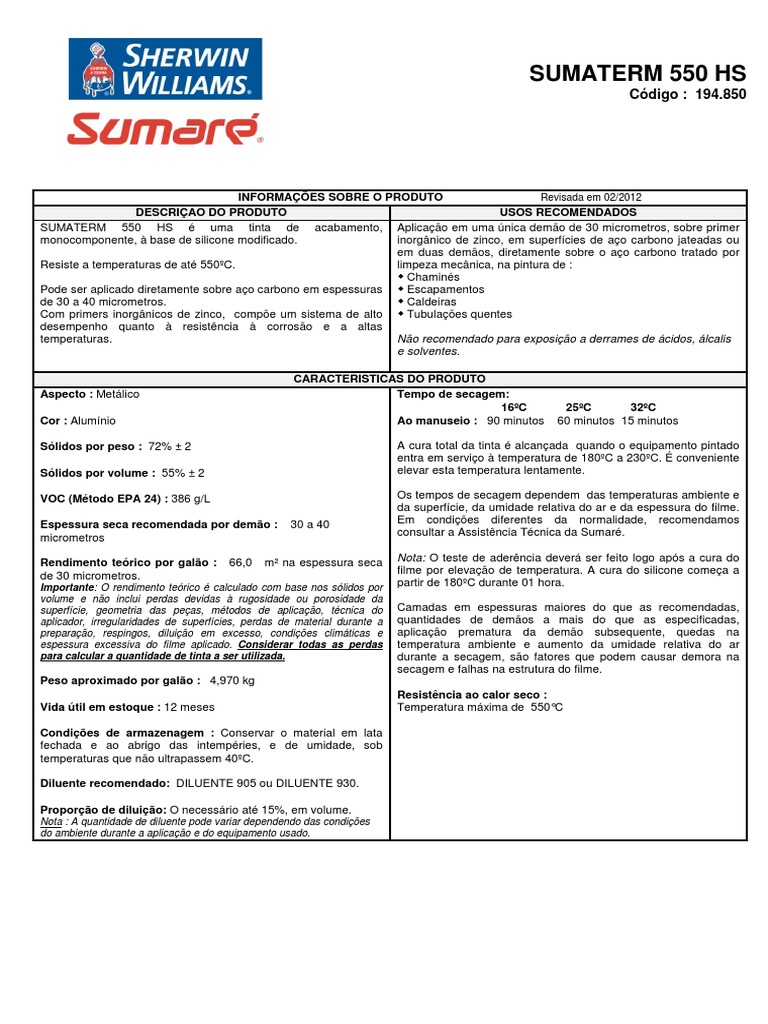 194.850 - Sumaterm 550 HS | PDF | Tinta | Química