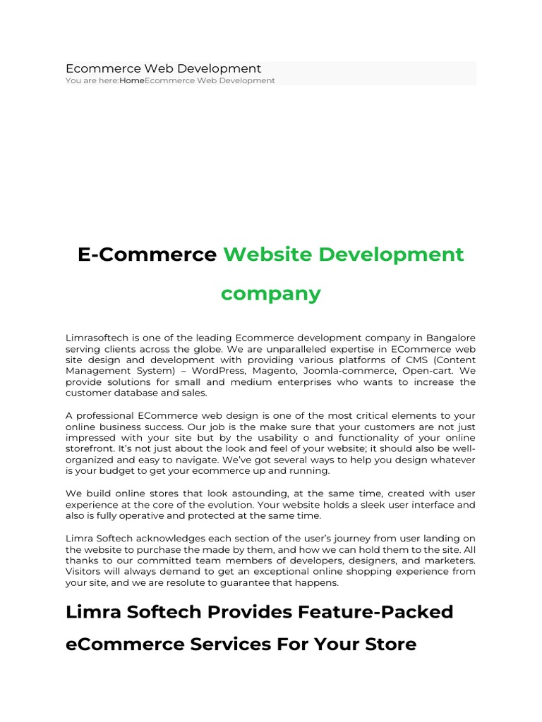Ecommerce Website Developement: E-Commerce | PDF | E Commerce | Online ...