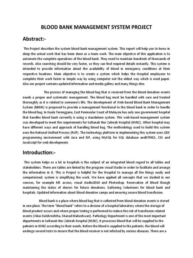 Web-Based Blood Bank Management System | PDF | Feasibility Study ...