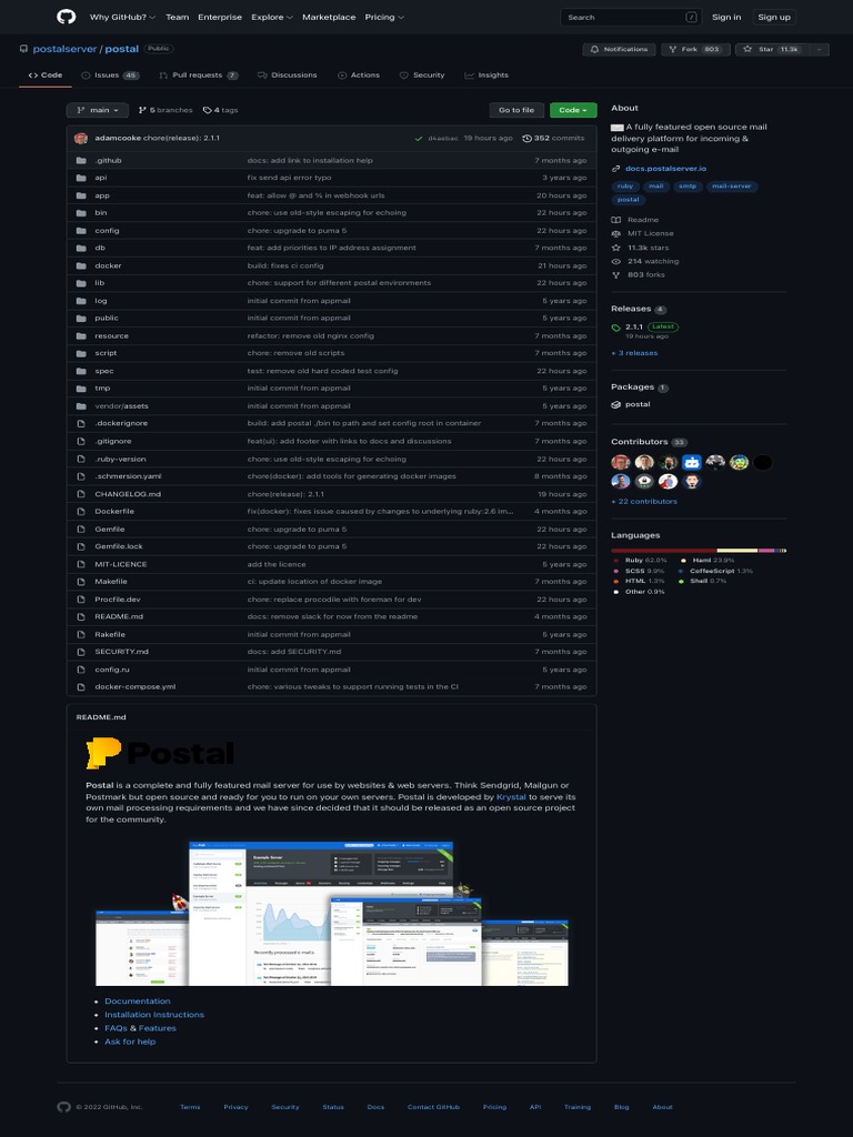 Postalserver Postal: Sign Up Why Github? Team Enterprise Explore Marketplace Pricing Sign in ...