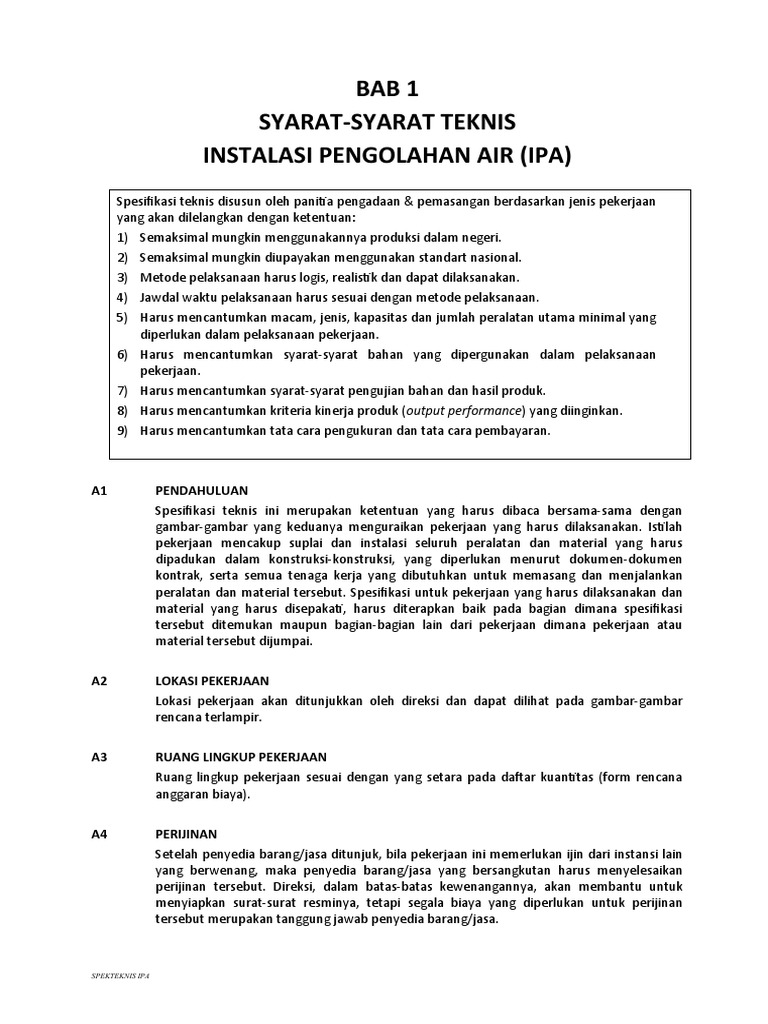Bab I Spek Teknis IPA Beton | PDF