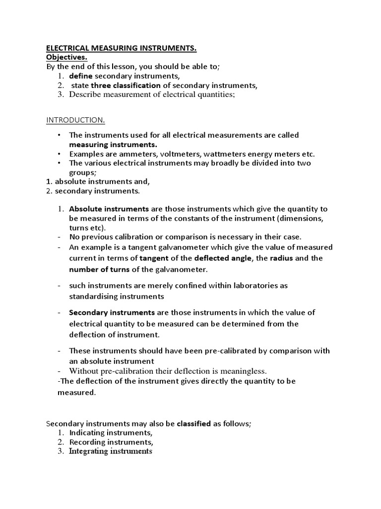 Electrical Measuring Instruments | PDF | Series And Parallel Circuits ...