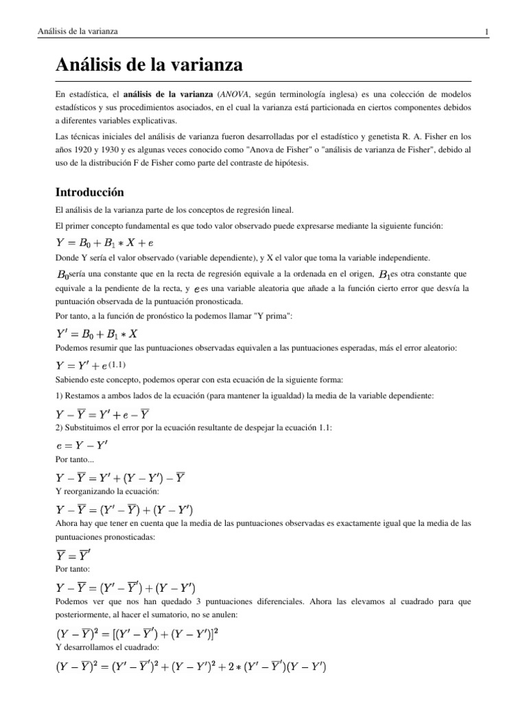 Analisis de La Varianza | PDF | Análisis de variación | Inferencia estadística