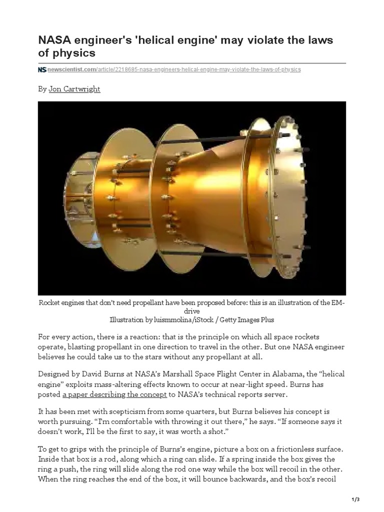 NASA Engineers Helical Engine May Violate The Laws of Physics | PDF ...