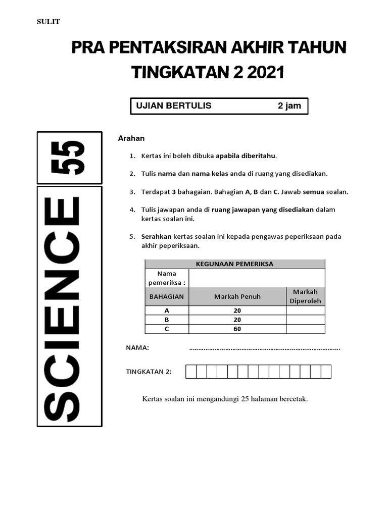 Soalan Pra Pat Sains t2 2021 | PDF