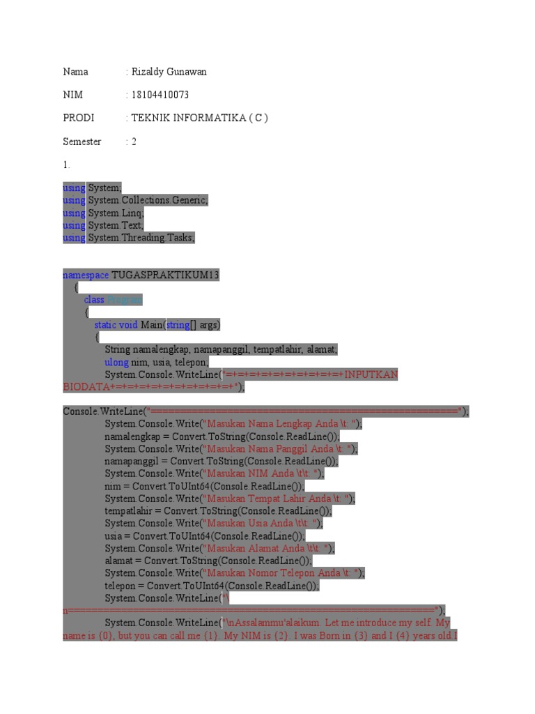 Using Using Using Using Using Namespace Class Static Void String Ulong | PDF | C Sharp ...