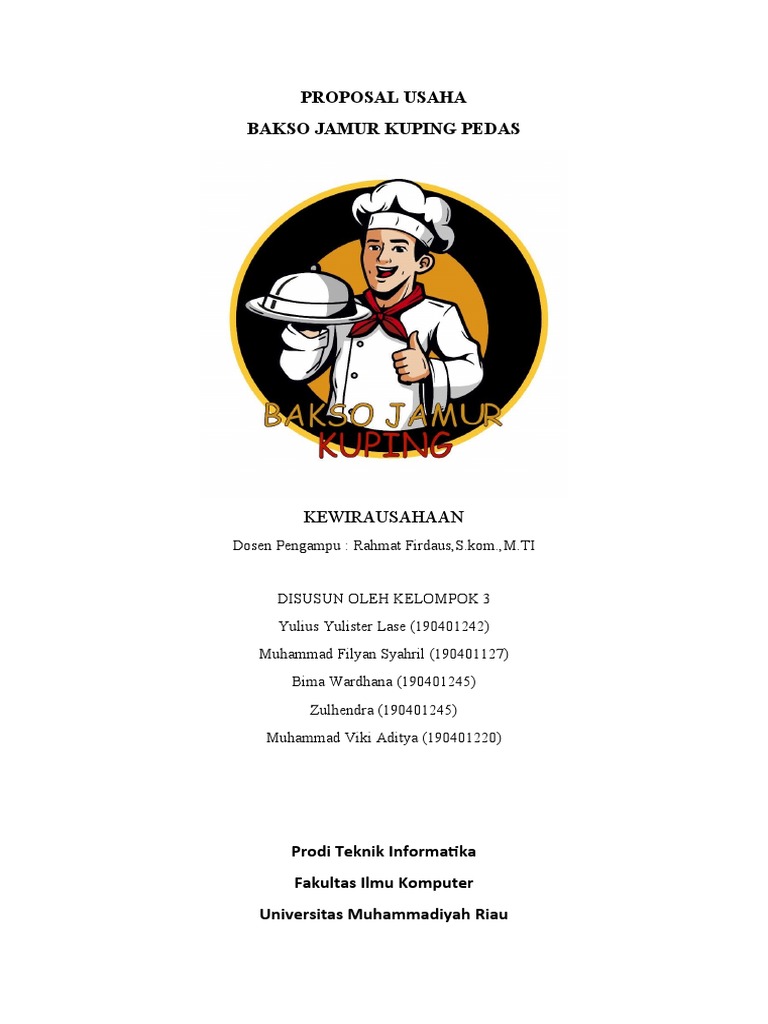 Proposal Bakso Jamur Kuping | PDF