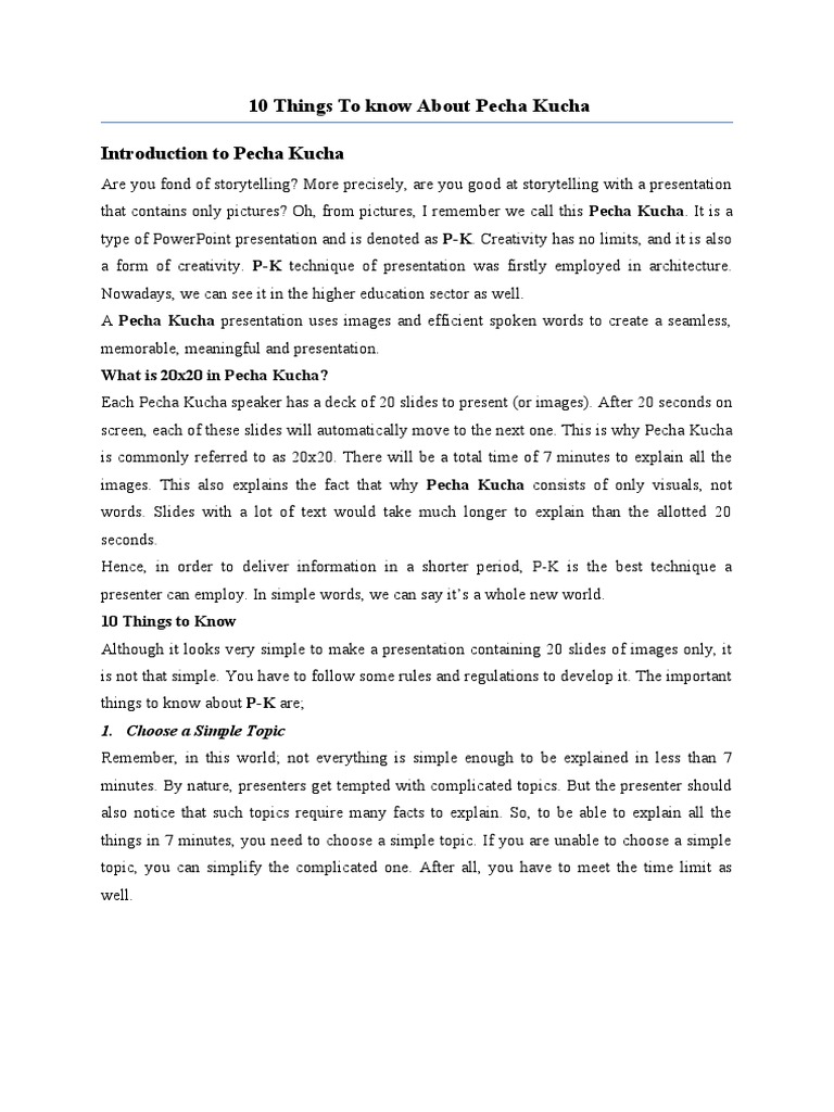 10 Things To Know About Pecha Kucha | PDF | Microsoft Power Point ...