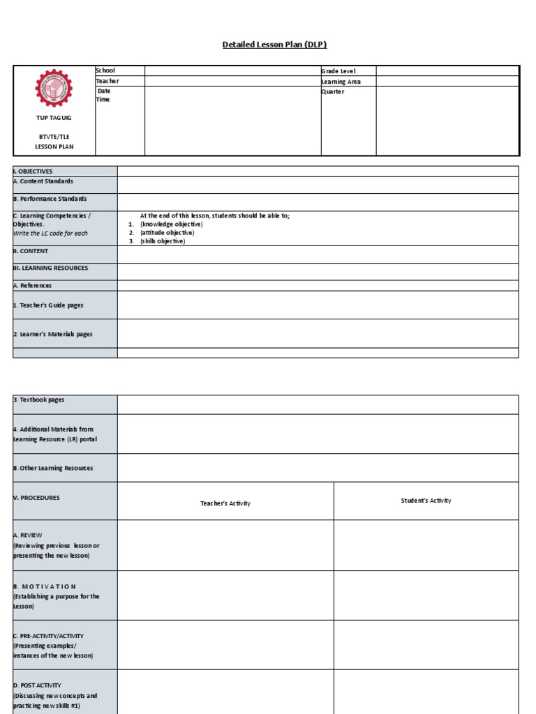 Detailed Lesson Plan (DLP) : I. Objectives | PDF | Lesson Plan | Teachers