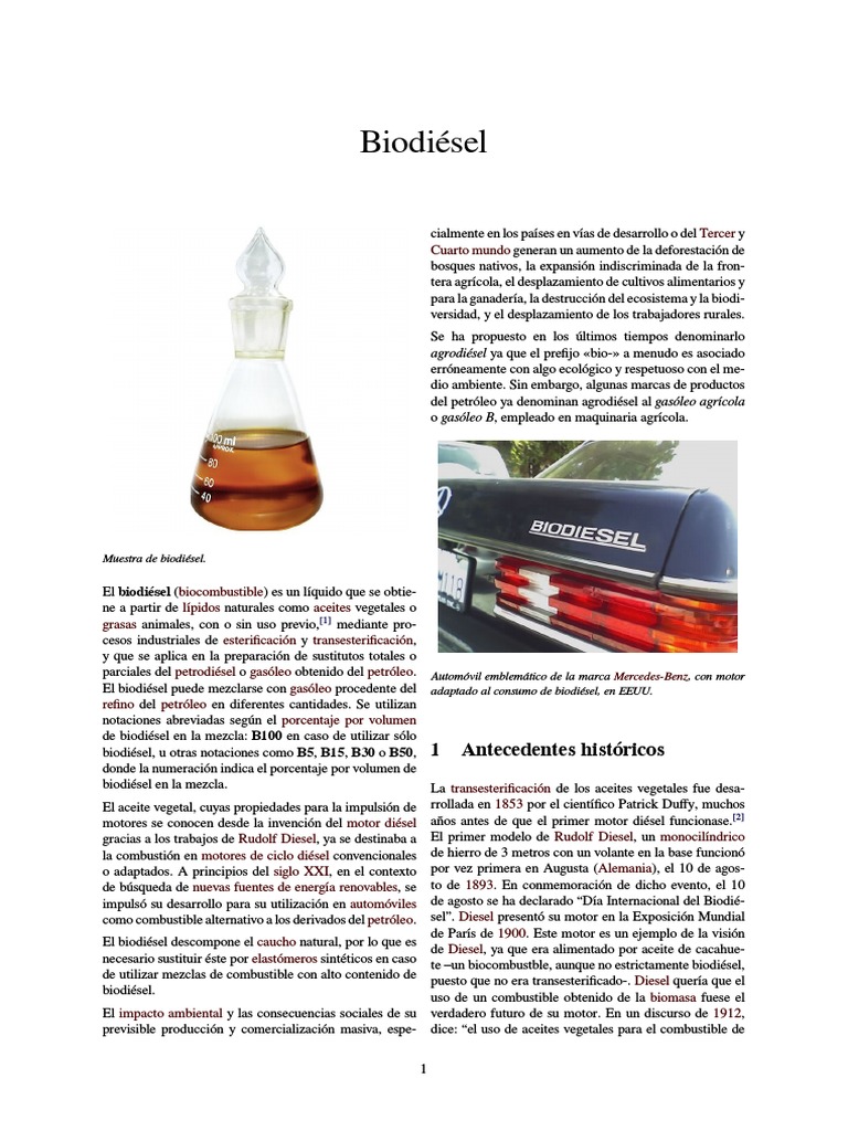 Biodiésel - Wikipedia | PDF | Biodiésel | Glicerol