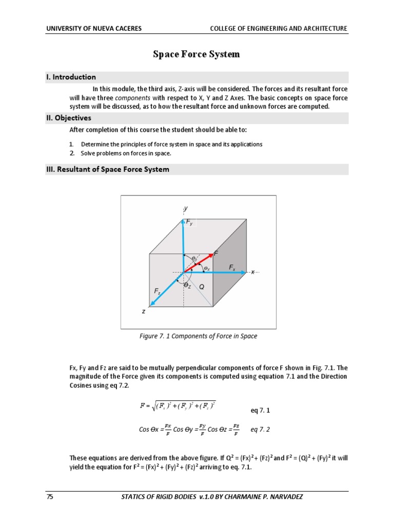 Space Force System | PDF | Cartesian Coordinate System | Force