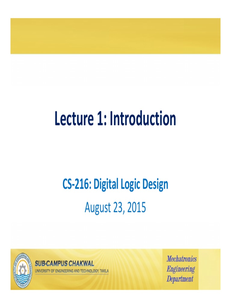 Lecture 1 Introduction Cs 216 Digital Logic Design Pdf Logic Gate Digital Electronics 2900