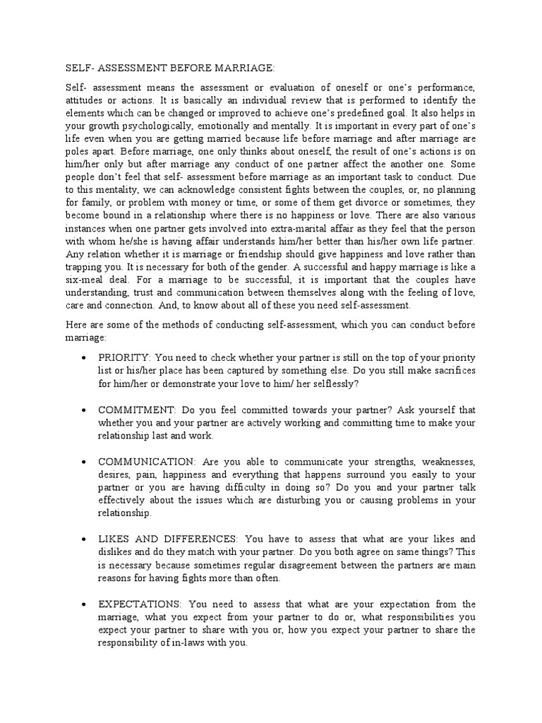 Couple Assessment | PDF | Marriage | Love