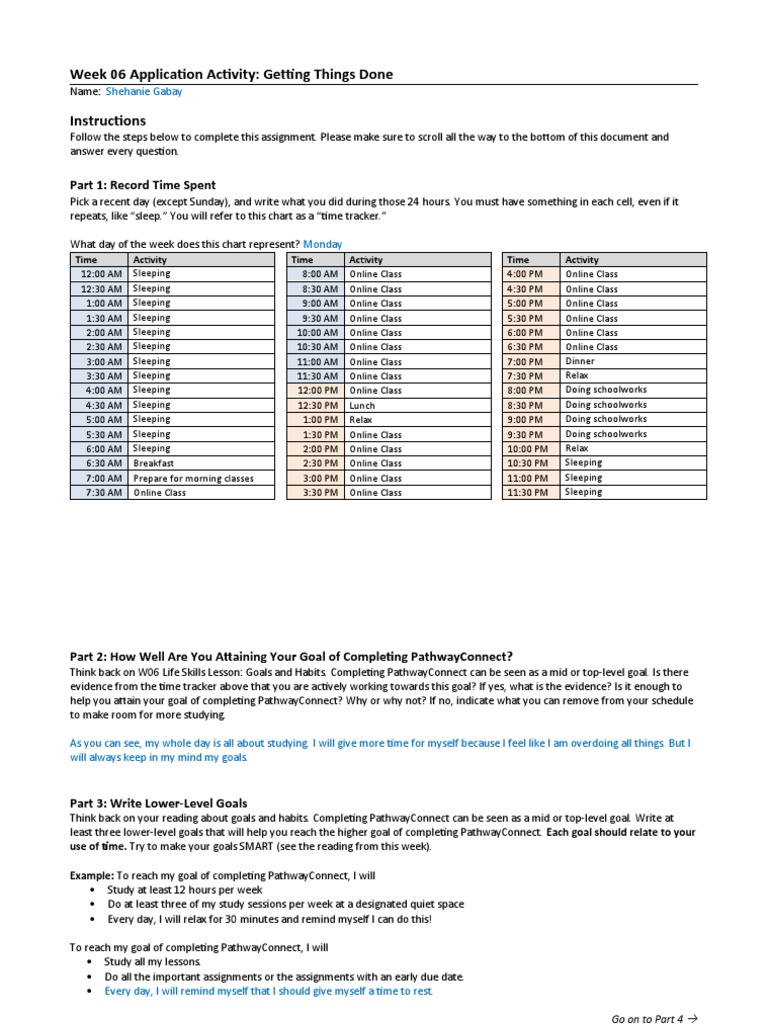 pc101 Document w06ApplicationActivityTemplate | PDF | Goal | Cognition