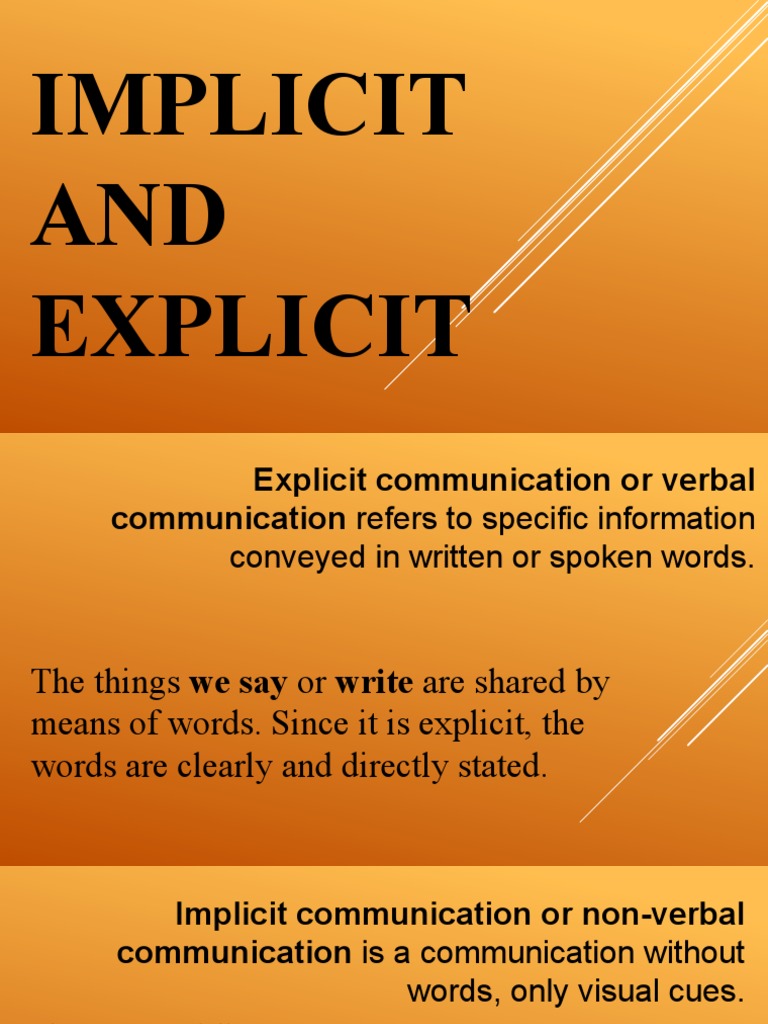 Implicit and Explicit | PDF | Nonverbal Communication | Communication