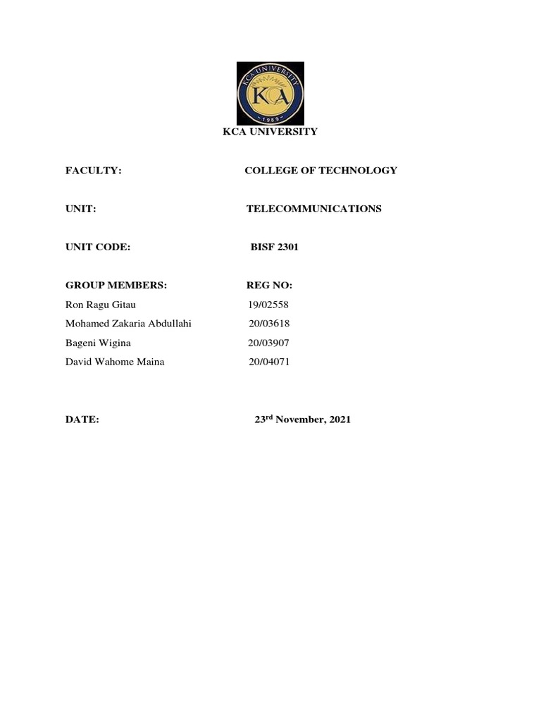 Telecommunications Assignment | PDF | Telephone Exchange | Public Switched Telephone Network