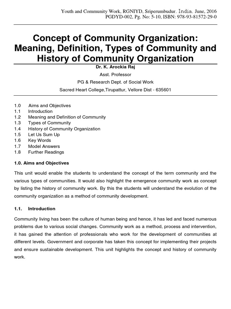 Concept of Community Organization Meanin | PDF | Community | Social Work