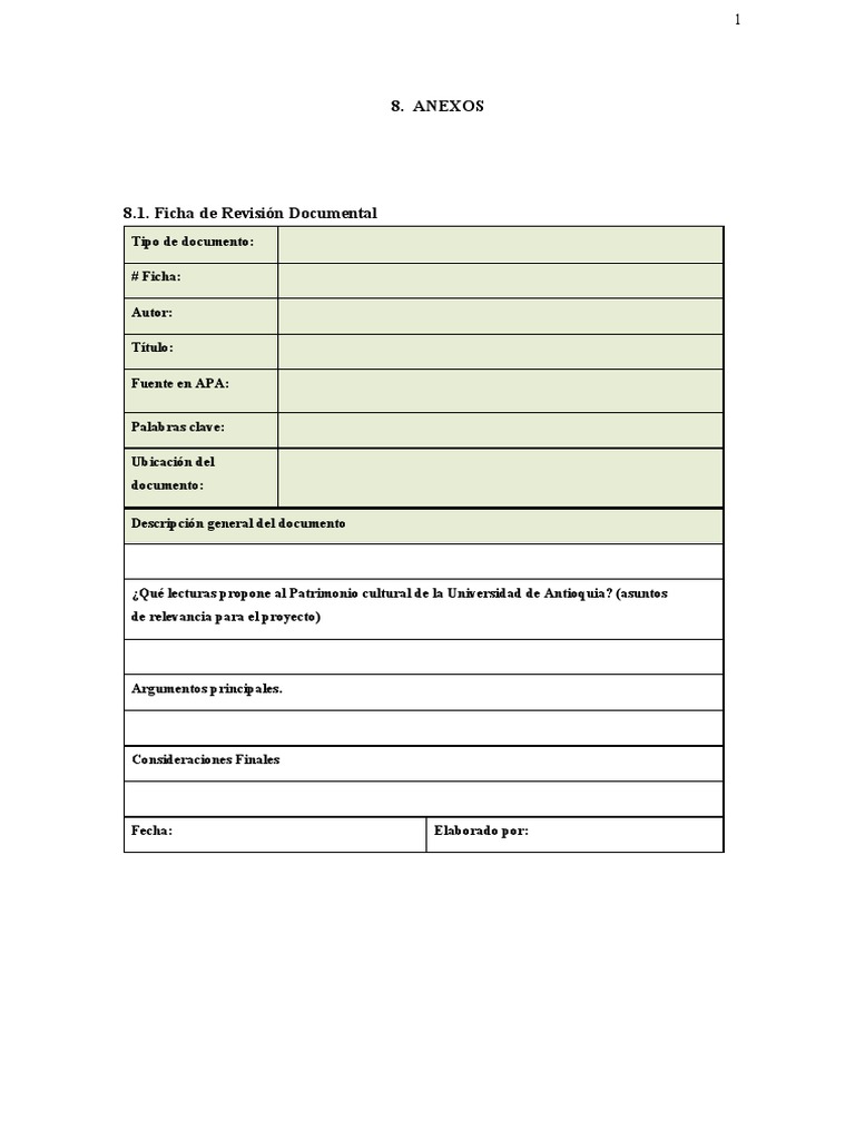 Modelo Ficha Revisión Documental | PDF