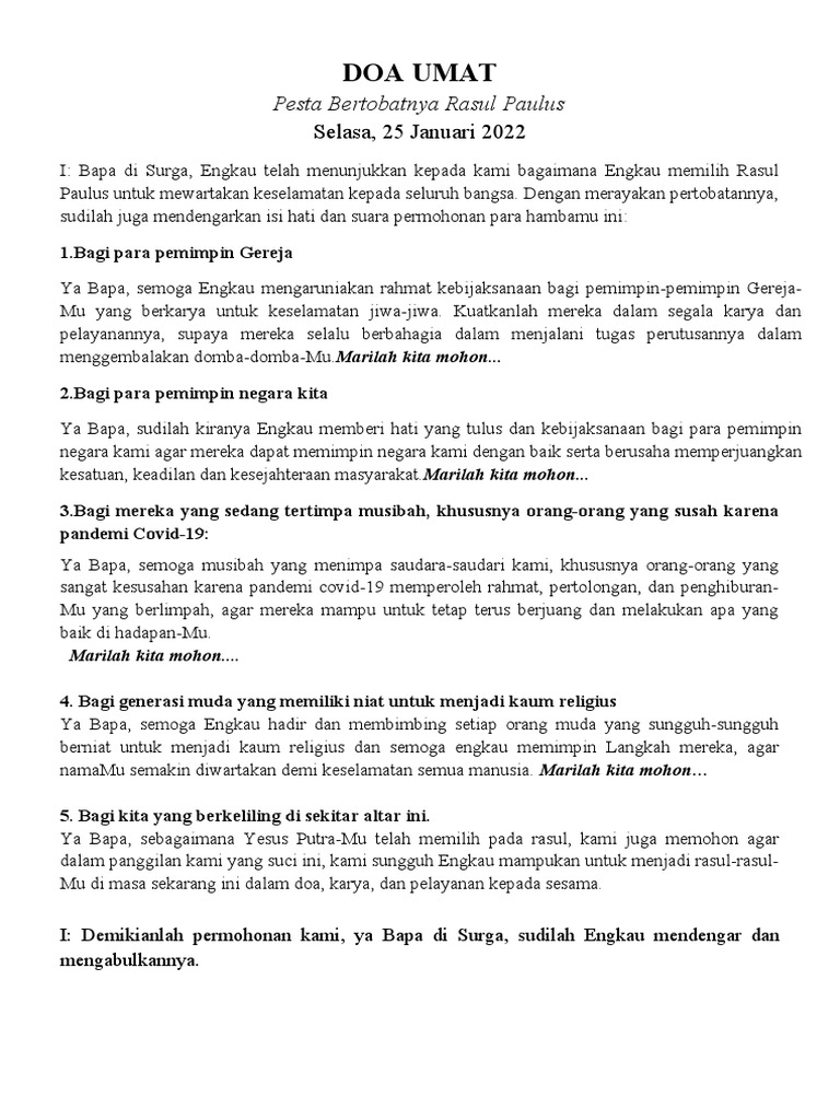Doa Umat untuk Pemimpin dan Umat | PDF