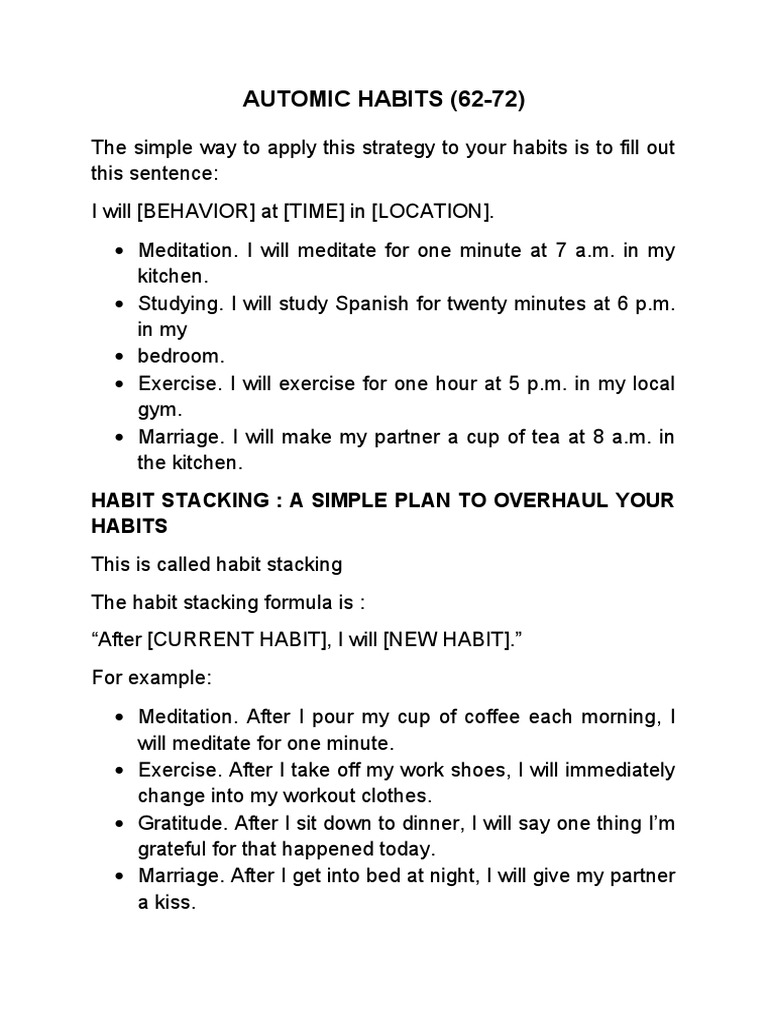 Automic Habits (62-72) : Habit Stacking: A Simple Plan To Overhaul Your ...