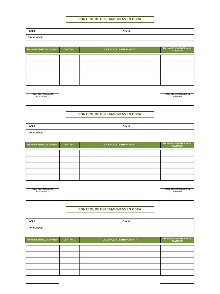 Formato Control de Herramientas | PDF