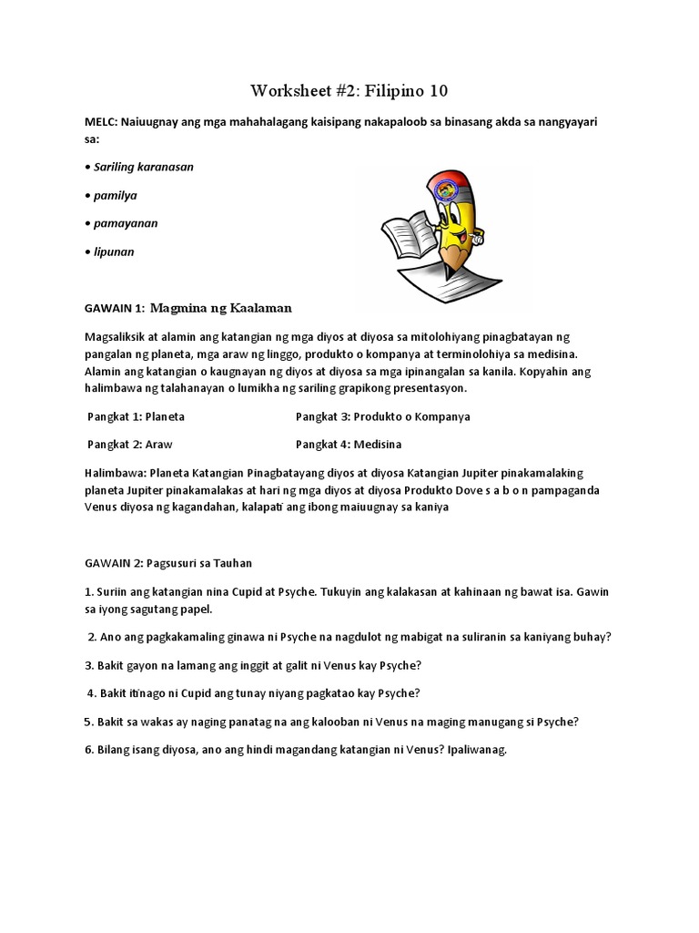 Marlon Worksheet 2, Filipino 10 | PDF