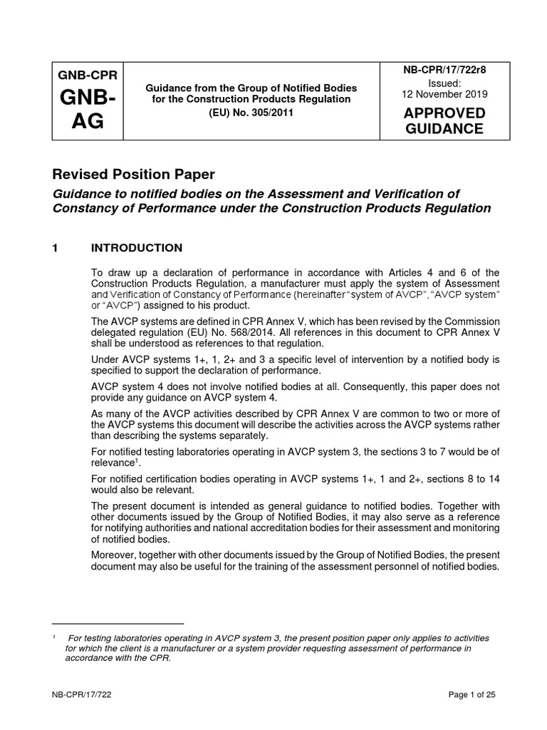 NB-CPR 17-722r8 - General Guidance On AVCP (Working Copy) | PDF ...