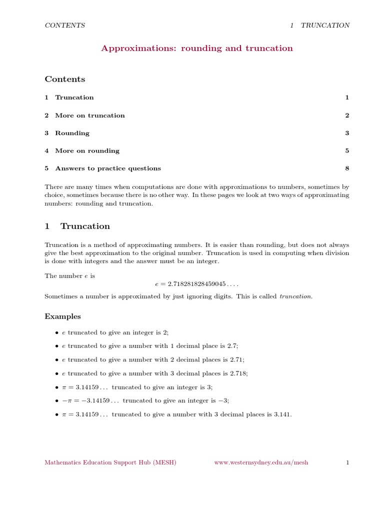 Approximations: Rounding and Truncation: Examples | PDF | Numbers ...