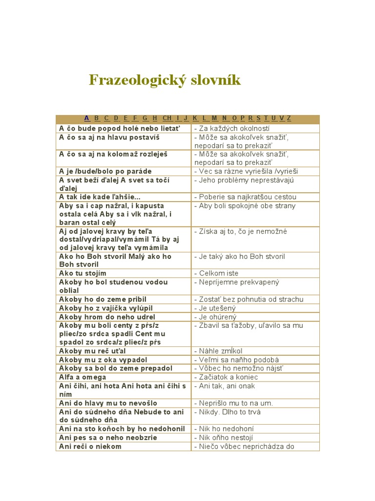 Frazeologicky Slovnik | PDF