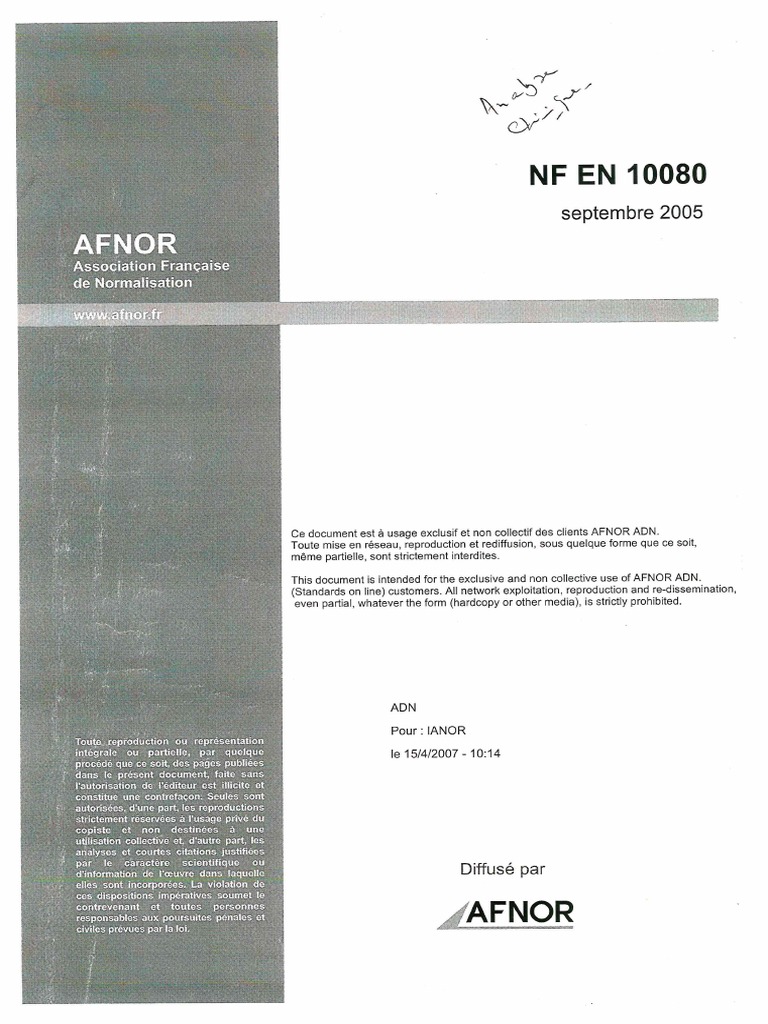 NF en 10080-2005 | PDF