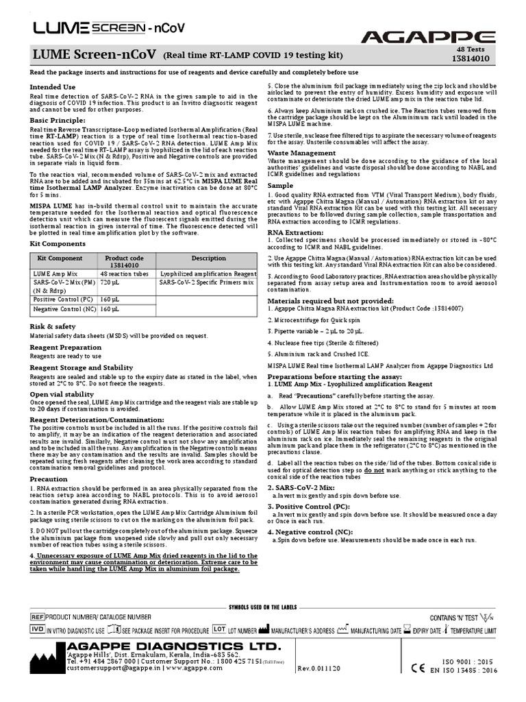 Lume Screen-Ncov: 13814010 (Real Time Rt-Lamp Covid 19 Testing Kit ...
