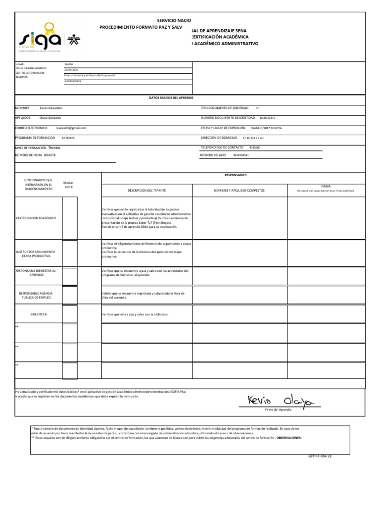 Documento Sofia Plus Kevin Alexander Olaya Gonzalez | PDF