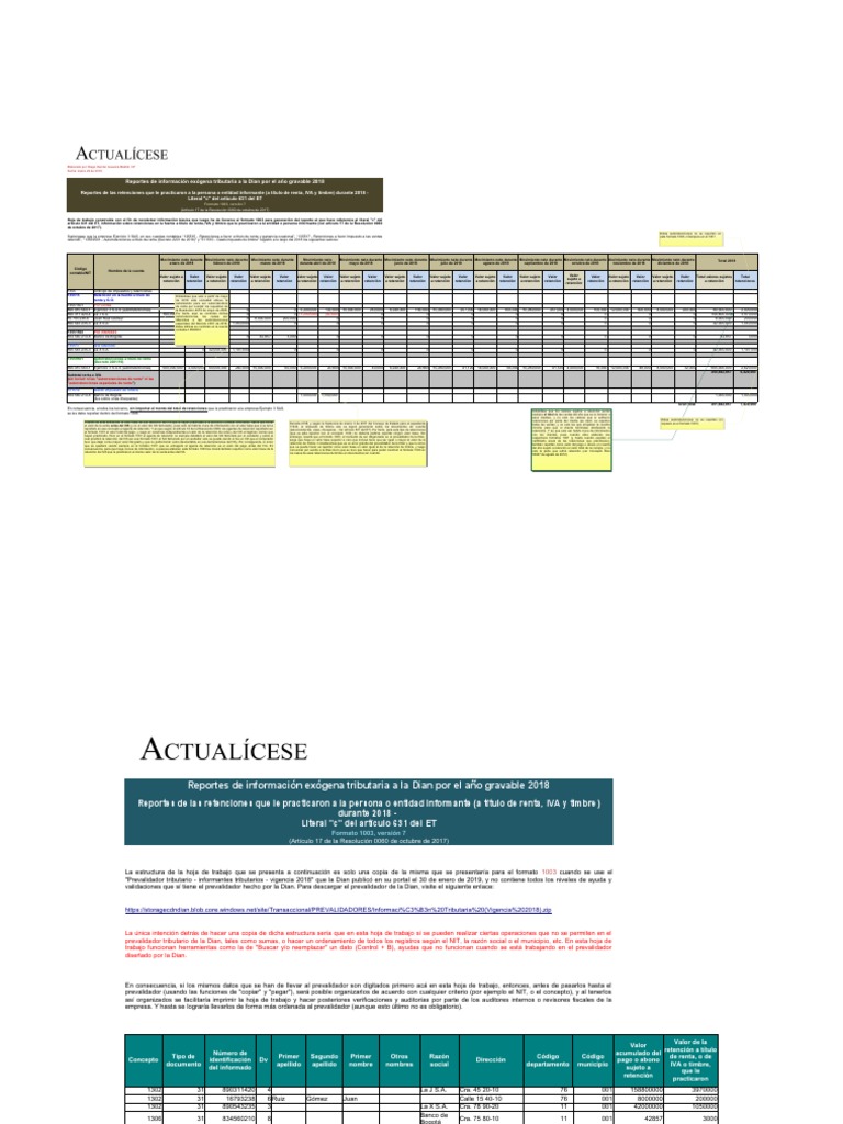 VA19 Formato 1003 Retenciones Que Le Pract AG2018 v2 | PDF | Impuesto al valor agregado | Impuestos