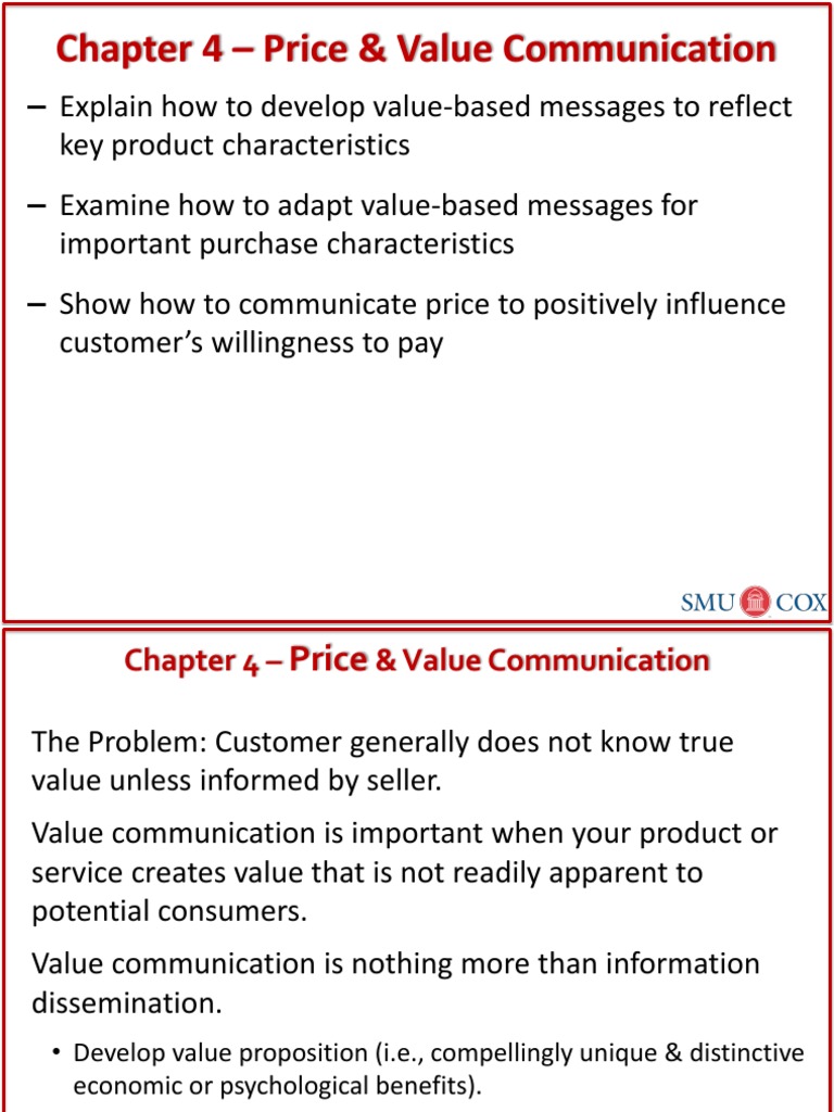 Chapter 4 - Price & Value Communication | PDF | Value (Economics) | Pricing